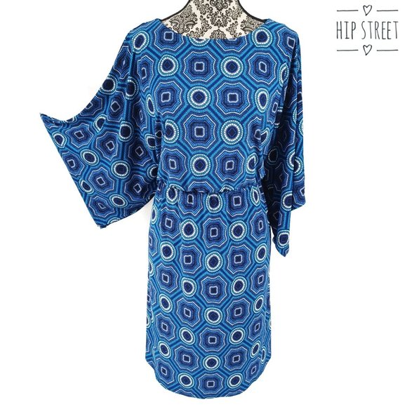 grayson | Dresses | Grayson Hankie Point Sleeves Blouson Top Mosaic ...